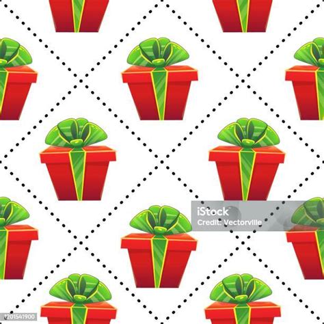 선물 상자 리본 활 축하 깜짝 생일 포장지 또는 섬유 반복 장식 벡터 만화와 선물 상자 원활한 패턴 흰색 배경에 격리 검은색에