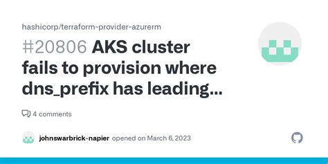 Aks Cluster Fails To Provision Where Dns Prefix Has Leading Digit · Issue 20806 · Hashicorp