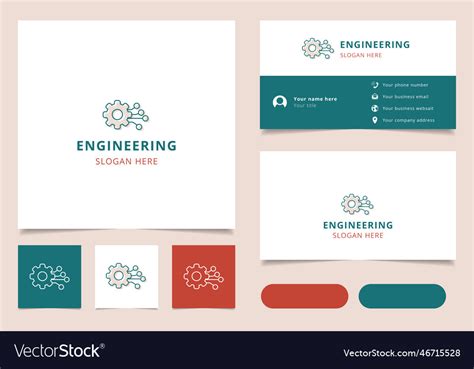 Engineering Logo Design With Editable Slogan Vector Image
