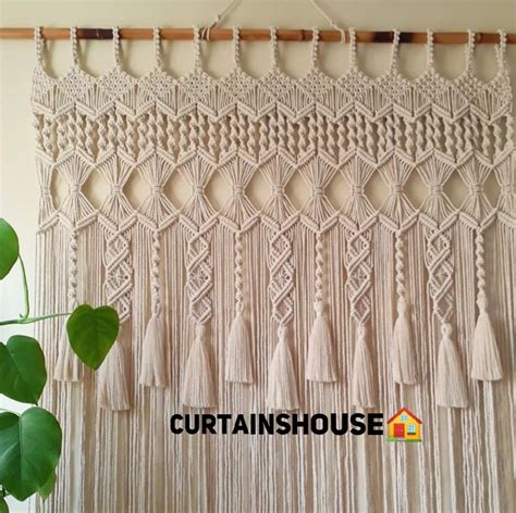 Macrame Curtain Macrame Curtain For Window Curtain For Door Macrame Doorway Custom Size