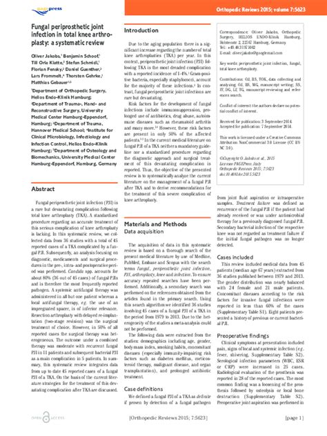Pdf Periprosthetic Infections After Total Hip And Knee Arthroplasty