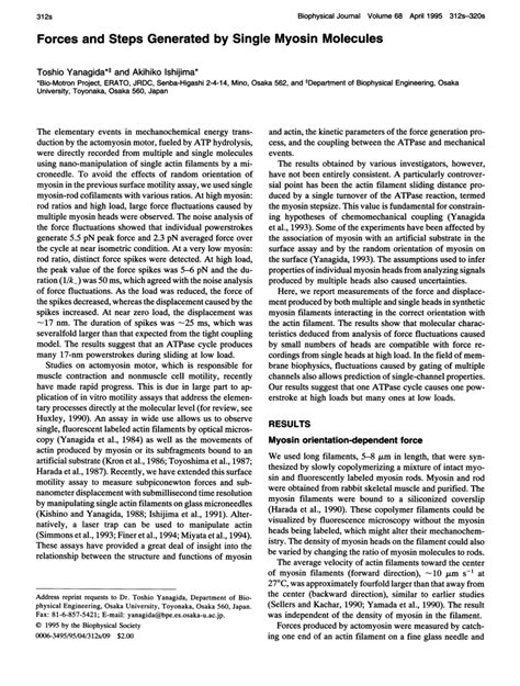 Pdf Forces And Steps Generated By Single Myosin Molecules