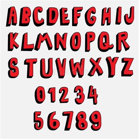 D Cartoon Font Red And Black Collection Stock Vector Illustration Of Type Vector