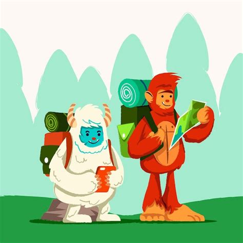 Free Vector Hand Drawn Bigfoot Sasquatch And Yeti Adominable Snowman