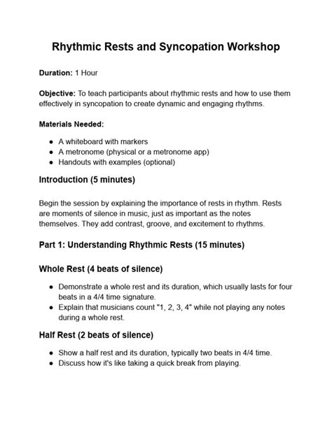 Rhythmic Rests And Syncopation Pdf Rhythm Musicology