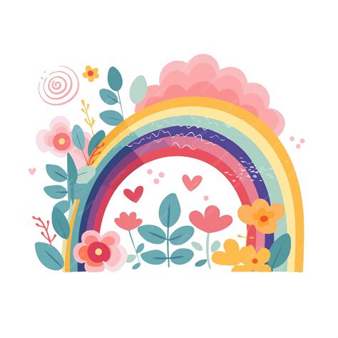 Premium Vector Cute Rainbow With Flower Under