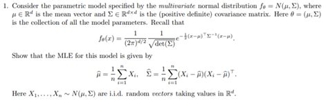 Solved Consider The Parametric Model Specified By The Chegg