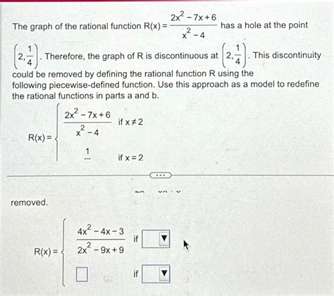 solved the graph of the rational function r x 2x2 7x 6x2 4