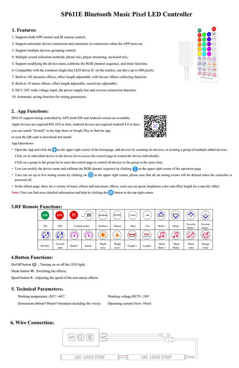 SP611E SPI Music Bluetooth LED Controller 2 Output