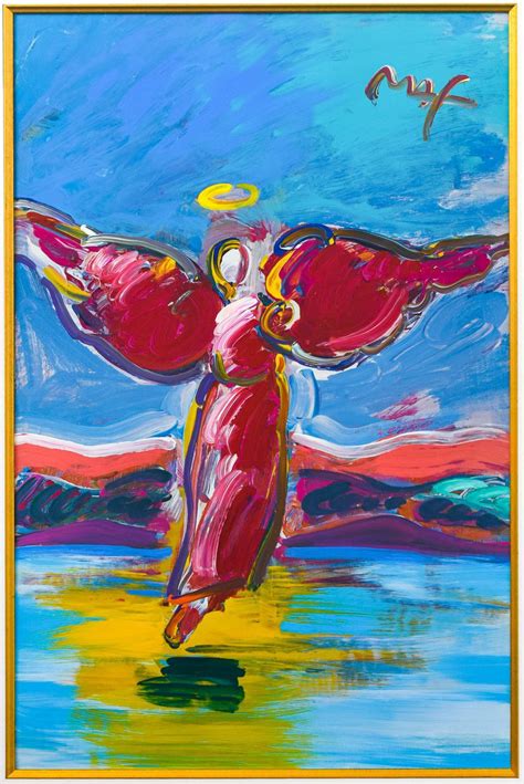 Lot Peter Max Original Mixed Media Ascending Angel