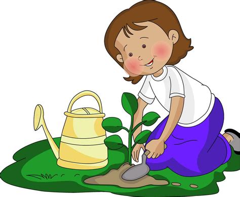 Vector Of Girl Planting A Small Plant 34509602 Vector Art At Vecteezy