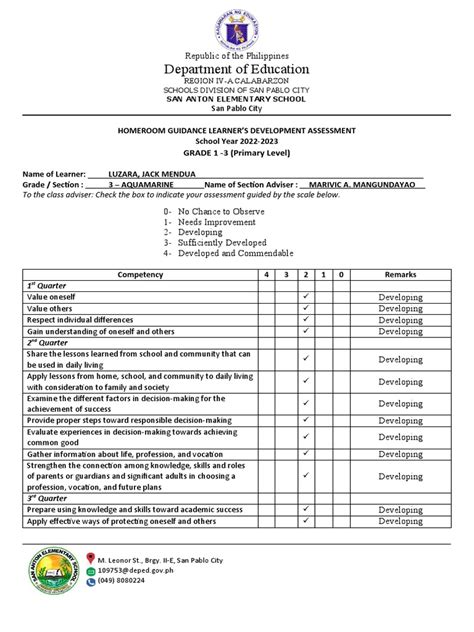 Homeroom Assessment Tool Checklist Pdf Decision Making School Counselor