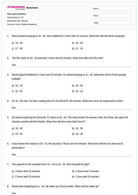50 Time Word Problems Worksheets For Year 5 On Wayground Free