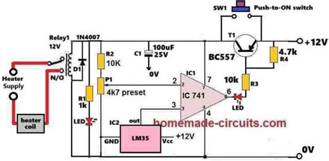 Lm35 Ic Temperature Controller Circuit With Push Button Homemade