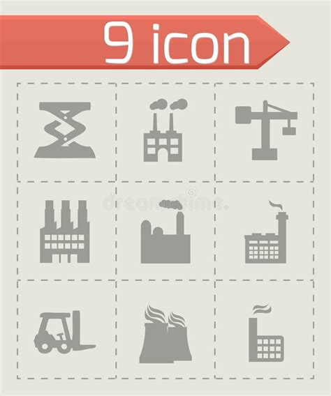 Vector Factory Icons Set Stock Vector Illustration Of Energy