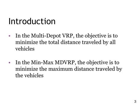 Ppt The Min Max Multi Depot Vehicle Routing Problem Three Stage Heuristic And Computational