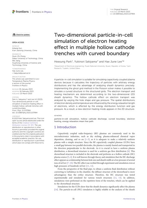 pdf two dimensional particle in cell simulation of electron heating