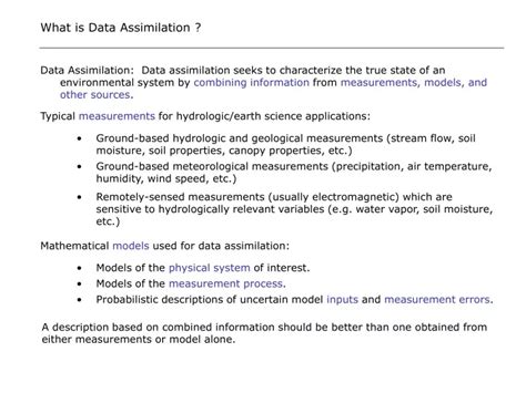 ppt data assimilation combining measurements and models for