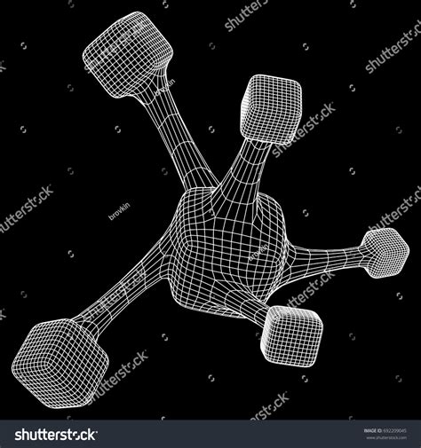Wireframe Mesh Molecule Connection Structure Low Stock Vector Royalty