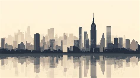 A Minimalist Cityscape Illustration With Clean Lines And Muted Tones Stock Illustration