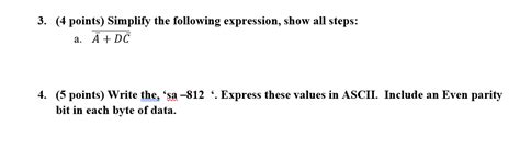 solved 3 4 points simplify the following expression show