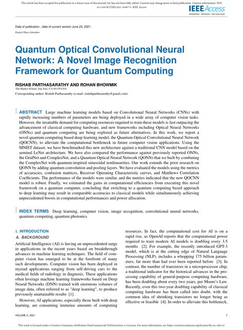 PDF Quantum Optical Convolutional Neural Network A Novel Image Recognition Framework For