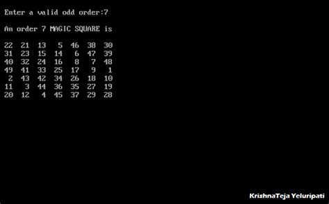 how to generate an odd order magic square