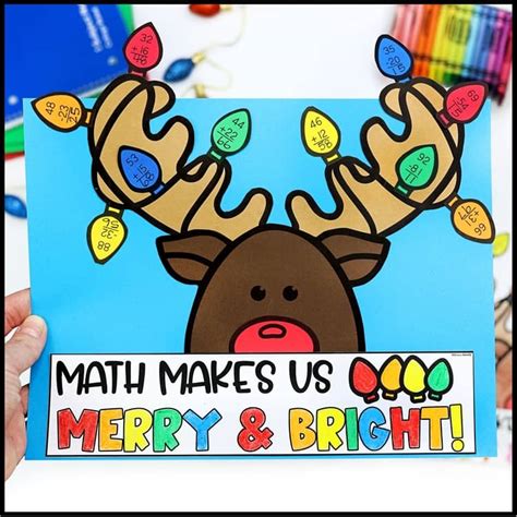 Christmas Addition And Subtraction Activity Reindeer Math Craft Tpt