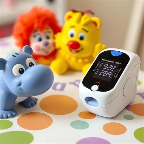 Pediatric Pulse Oximeter With Animated Characters On Table Premium Ai