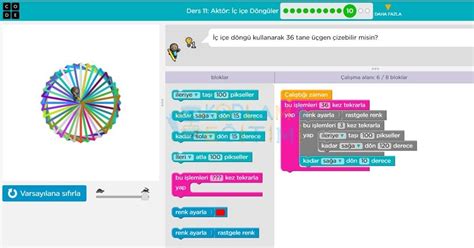 Code Org Kurs 3 Ders 11 Aktör İç Içe Döngüler Atölyesi