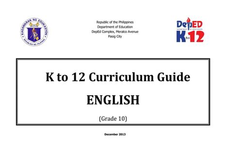 K 12 Curriculum Guide English Grade 10 Pdf
