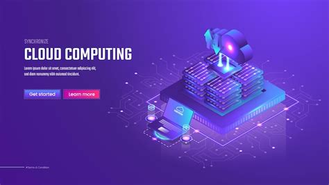Premium Vector D Isometric Cloud Computing Landing Page Template