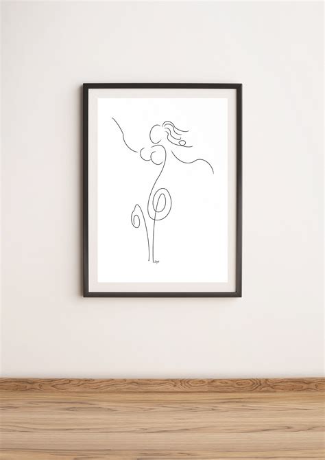 Line Abstract Nude Women Drawing Minimalist Trace Black And Etsy