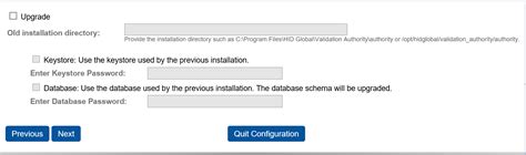 Start Validation Authority Configuration