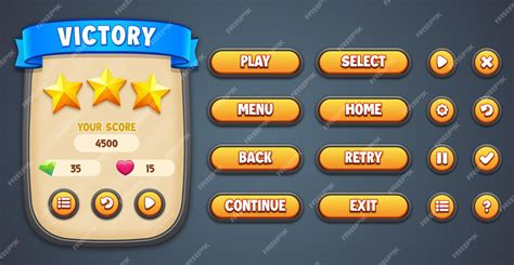 Premium Vector | Set of Victory menu popups icons and buttons with ...