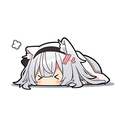 Premium Ai Image Minimal Japanese Kawaii Sleepy Lazy Girl Chibi Anime Vector Art Sticker With