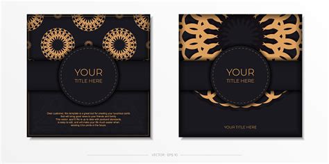 빈티지 장식품으로 초대 카드를 준비합니다 고급 그리스어와 검은 색의 인쇄 디자인 엽서를위한 세련된 벡터 템플릿 0명에 대한 스톡