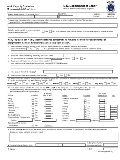 2014 2025 Form Dol Owcp 5c Fill Online Printable Fillable Blank Pdffiller