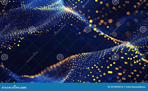 digital data technology with binary code and a network of digital particles on a dark blue