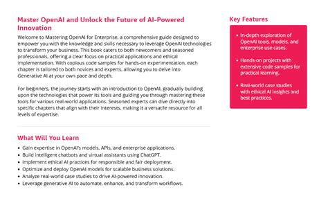 Buy Mastering Openai For Enterprise Unlock The Power Of Openai To