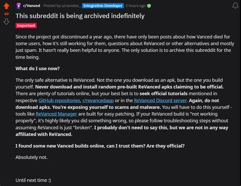 r vanced got archived r aftervanced