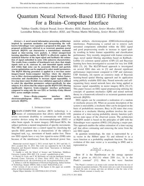 Pdf Quantum Neural Network Based Eeg Filtering For A Braincomputer