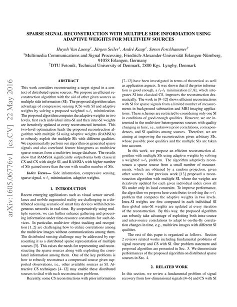 pdf sparse signal reconstruction with multiple side information using