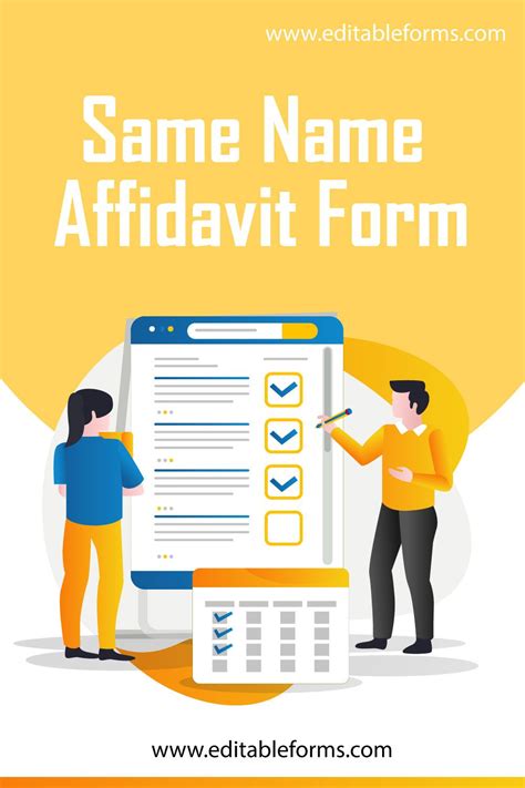 Same Name Affidavit Form Names Form Person Name