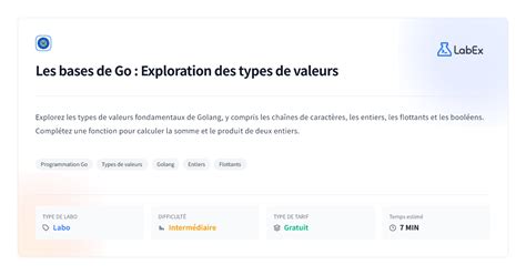 Les Bases De La Programmation Go Tutoriel Sur Les Types De Valeurs Labex