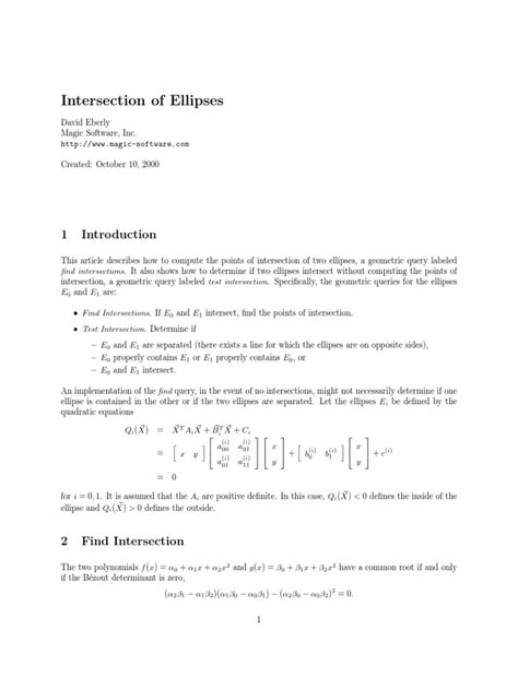 Intersection Of Ellipses Pdf Polynomial Equations