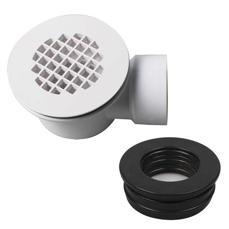 Low Profile Shower Base Drain With Perforated Strainer 15 Inch Side