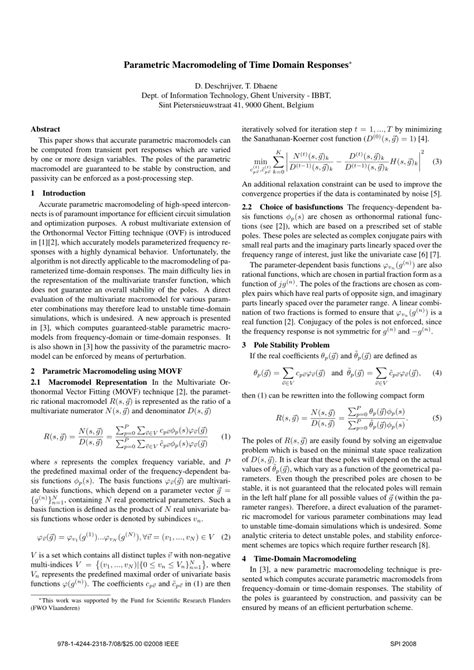 Pdf Parametric Macromodeling Of Time Domain Responses