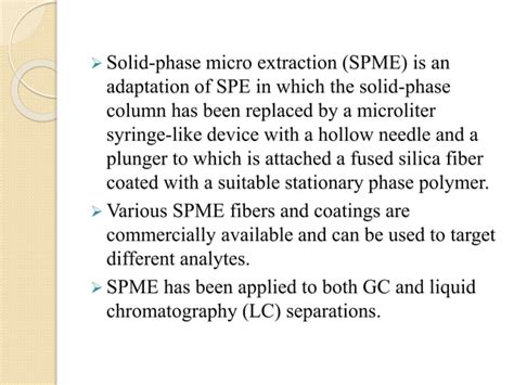 Solid Phase Micro Extraction Pptx Chemistry Science