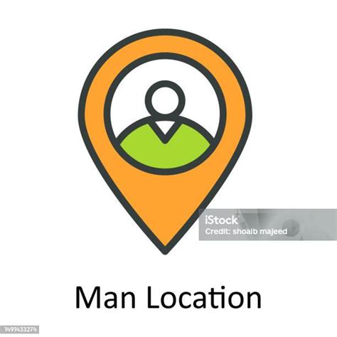 남자 위치 벡터 채우기 윤곽선 아이콘 디자인 그림입니다 흰색 배경에 위치 및 지도 기호 Eps 10 파일 가리키기에 대한 스톡 벡터 아트 및 기타 이미지 Istock